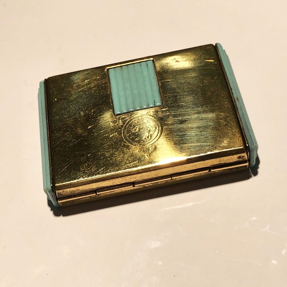 Vintage Coty Art Deco Blue Compact - Gem